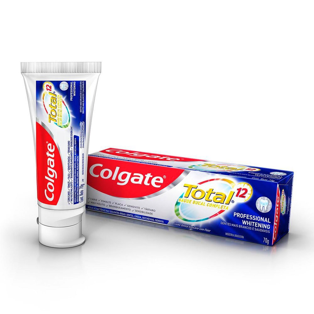 Creme Dental Colgate Total 12 Professional Whitening 70g Embalagem com ...