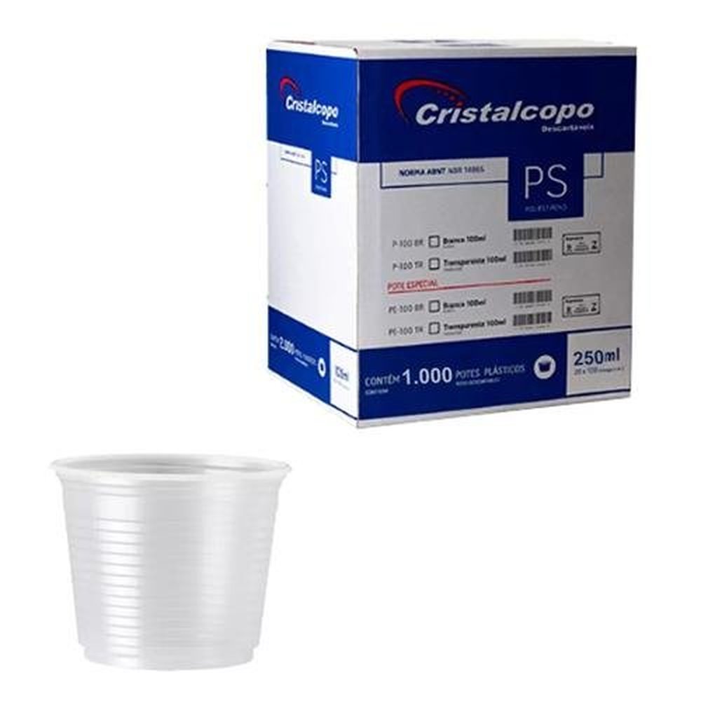 Pote Descartavel Cristalcopo 250Ml Transparente 20X50 - P-250Tr | Martins Atacado