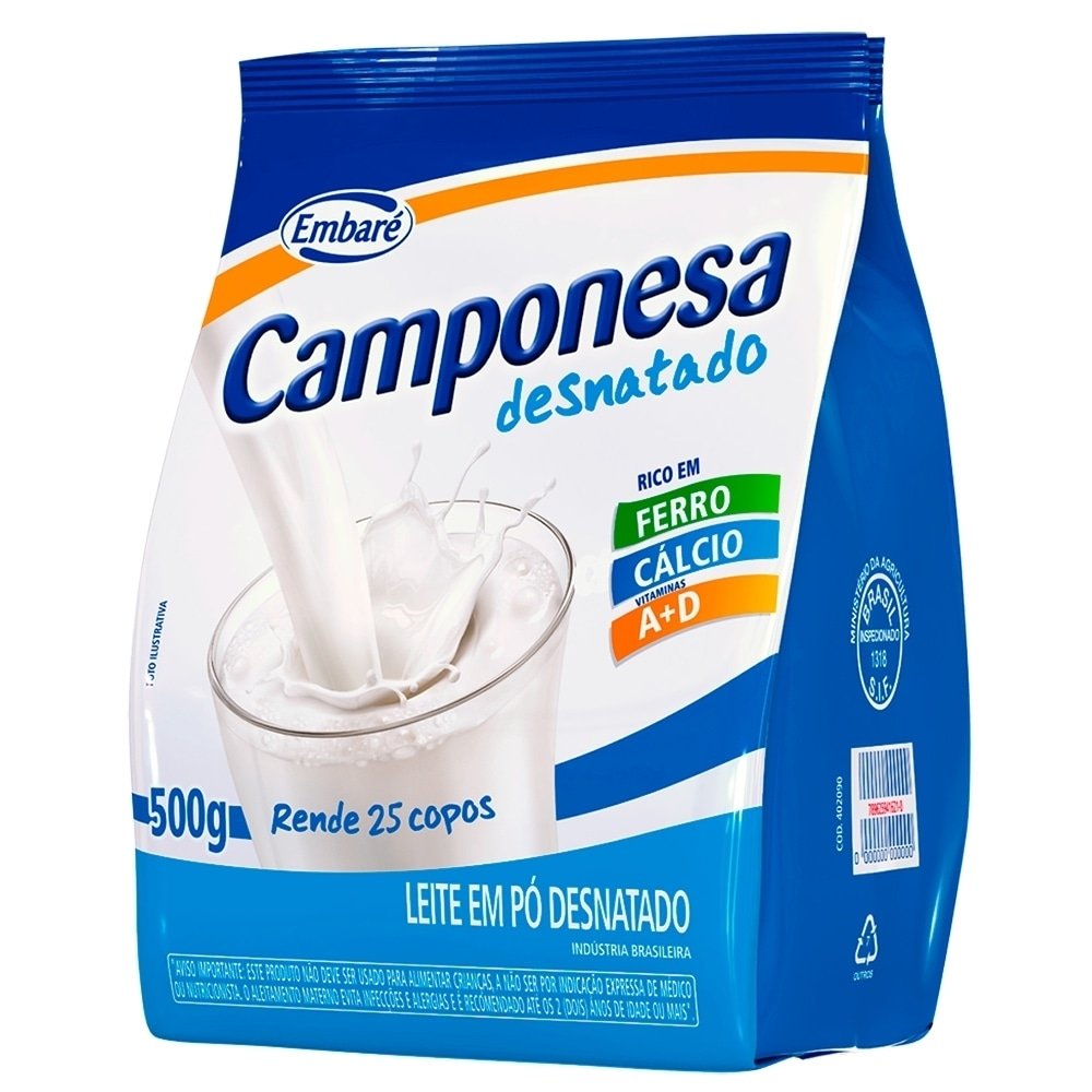Leite em Pó Desanatado 500g - Camponesa | Martins Atacado