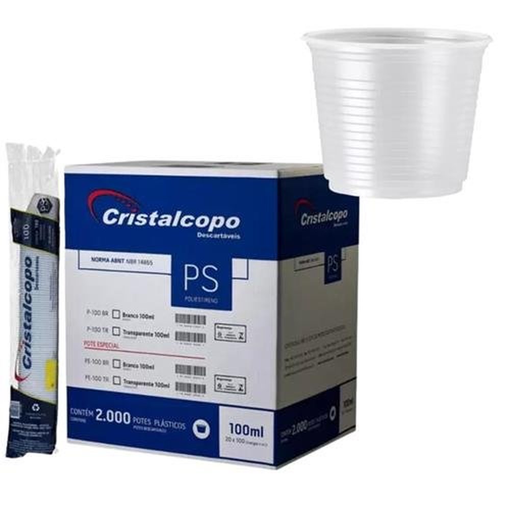 Pote Descartavel Cristalcopo 100Ml Transparente 20X100 - P-100Tr | Martins Atacado
