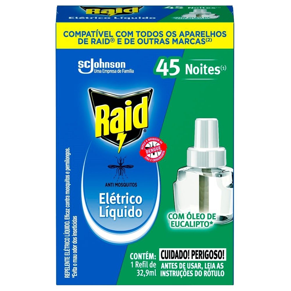 Inseticida Elétrico Raid Eucalipto 45 noites Refil | Martins Atacado