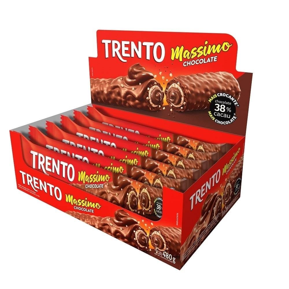 Chocolate Trento Wafer Massimo Chocolate 30g - Embalagem com 16 ...