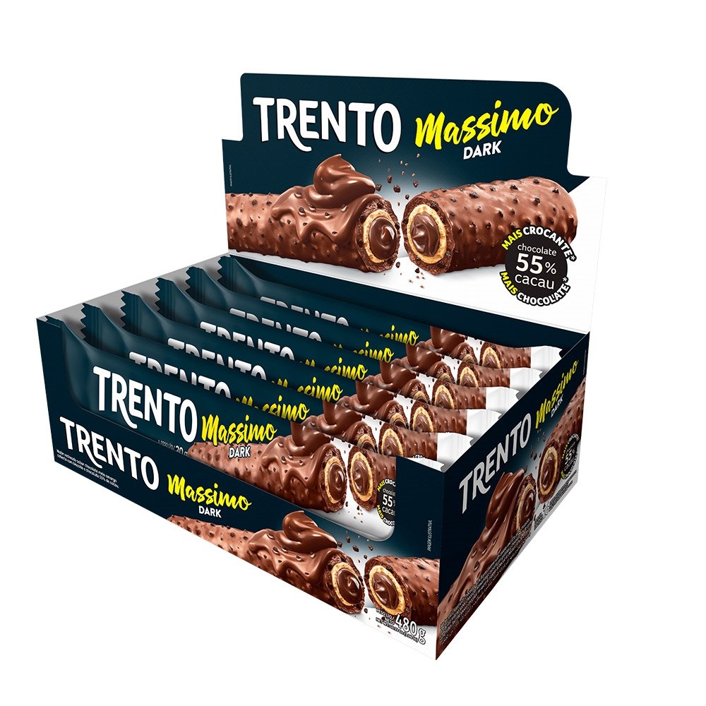 Chocolate Trento Wafer Massimo Dark 30g - 16 Unidades | Martins Atacado