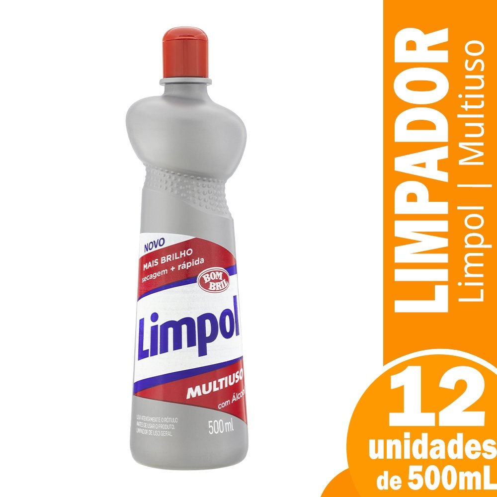 Limpador Limpol Multiuso com Álcool 500ml - Embalagem com 12 Unidades ...