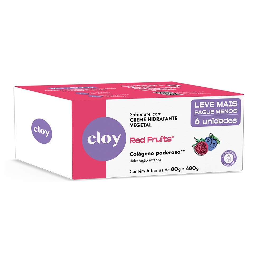 Sabonete Cloy Beauty Red Fruits Ultra Hidratante 80g Embalagem com 6 ...