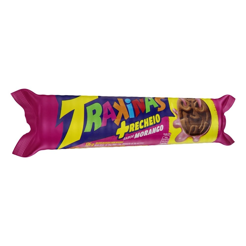 Biscoito Trakinas Mais Morango 126g Embalagem com 54 Unidades | Martins ...