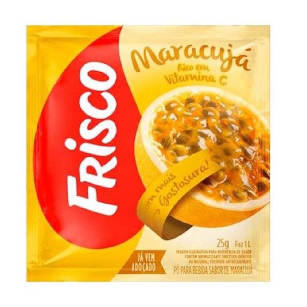 Suco Em Pó Frisco Maracujá 25g - Display com 15 unidades | Martins Atacado