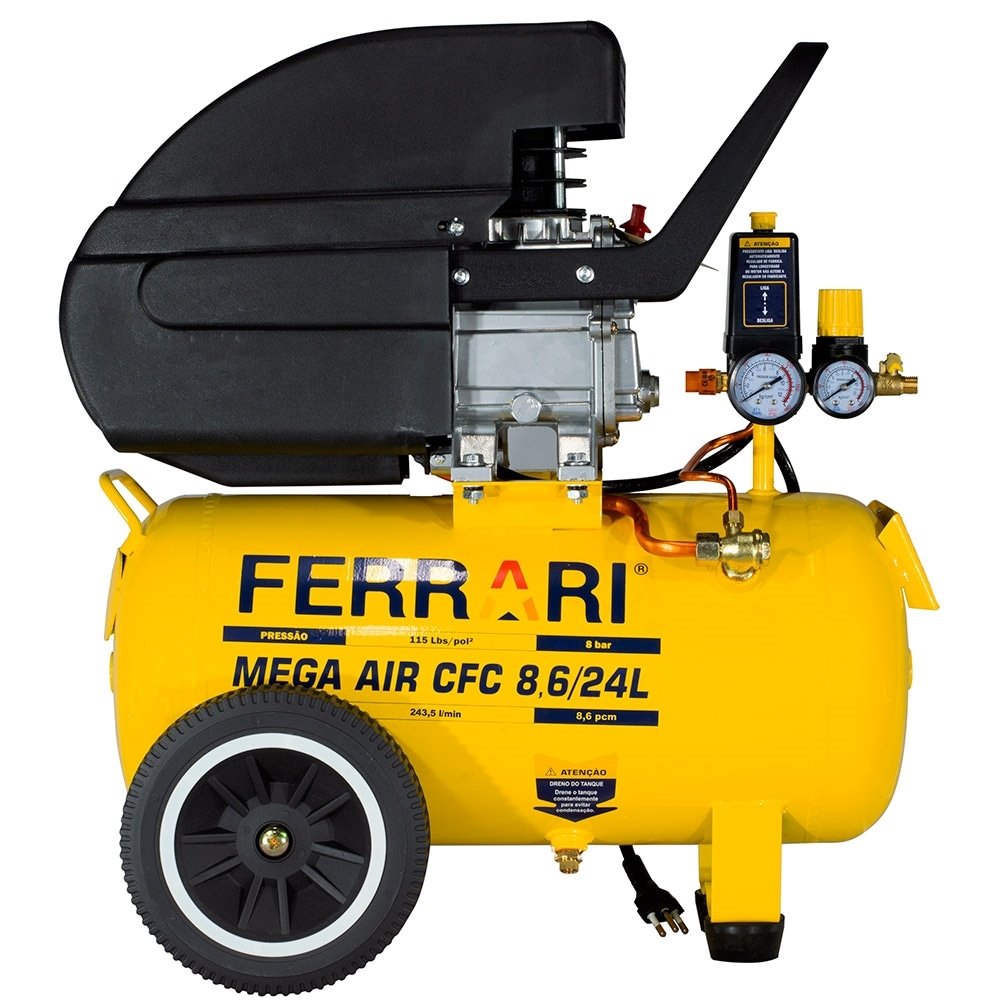 Compressor de ar Ferrari Mega Air CFC 8,6 PES, 24 Litros, 2 HP, 220V ...