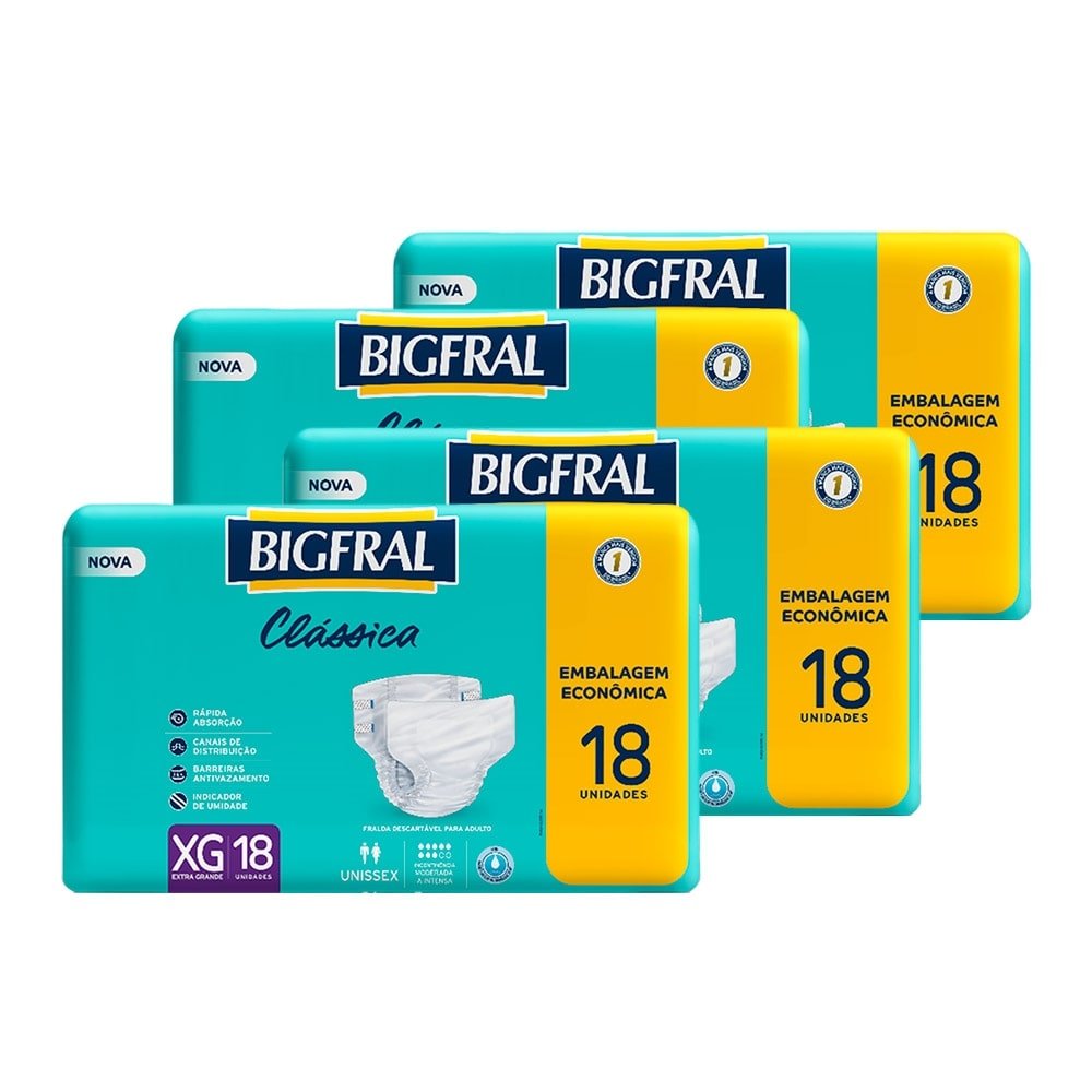 Fralda Descartável Geriátrica/Adulto Bigfral Clássica Tamanho XG 4 ...