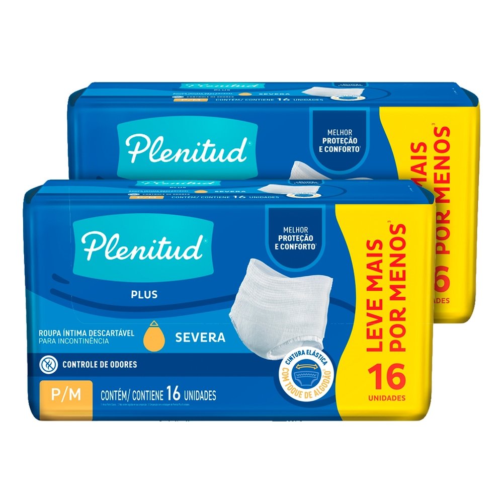 Roupa Íntima Plenitud Protect Plus Tamanho P/M - 2 Pacotes com 16 ...