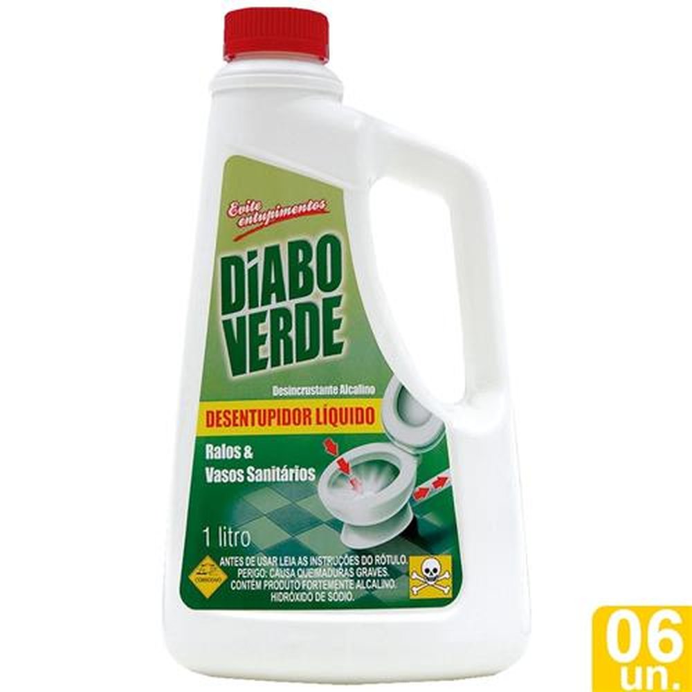 Diabo Verde Desentupidor Liquido 1000ml - Embalagem c/ 6 Unidades ...