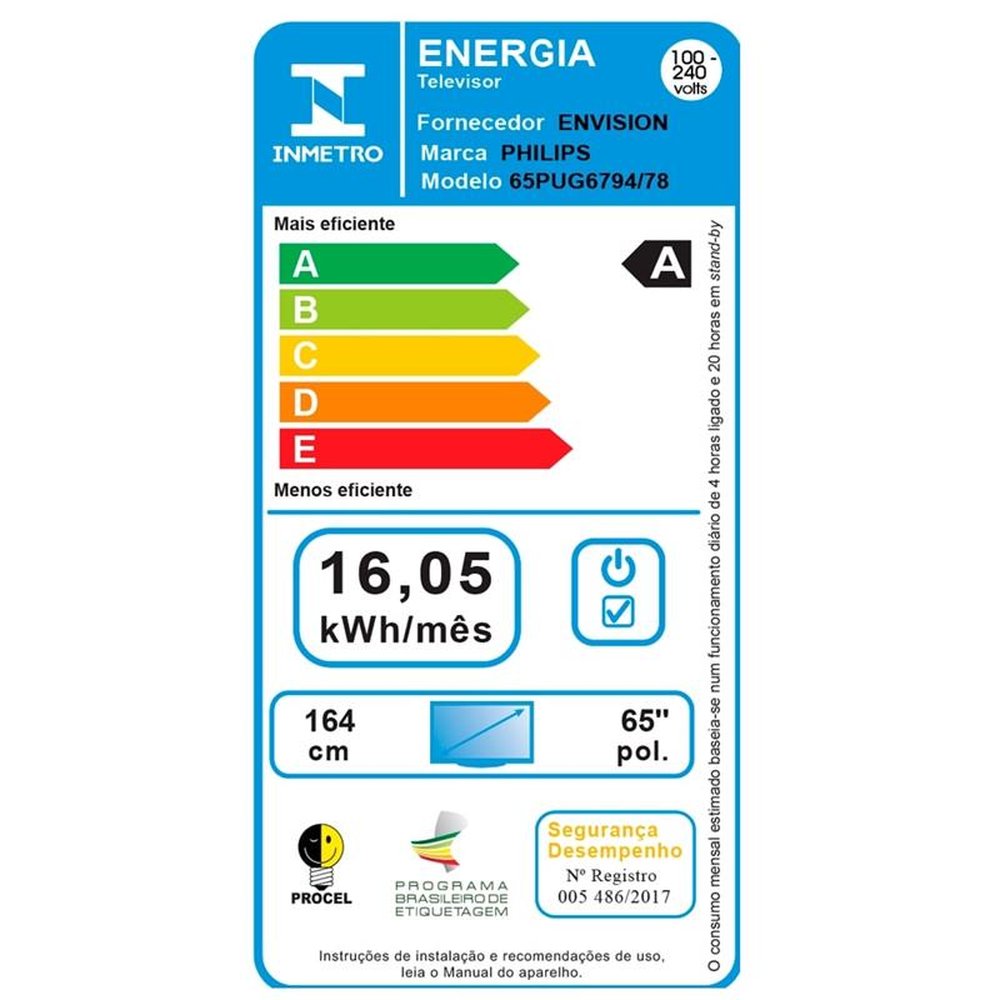 Smart TV LED 65" Philips 65PUG6794/78 4K HDR com Wi-Fi, 2 USB, 3 HDMI ...