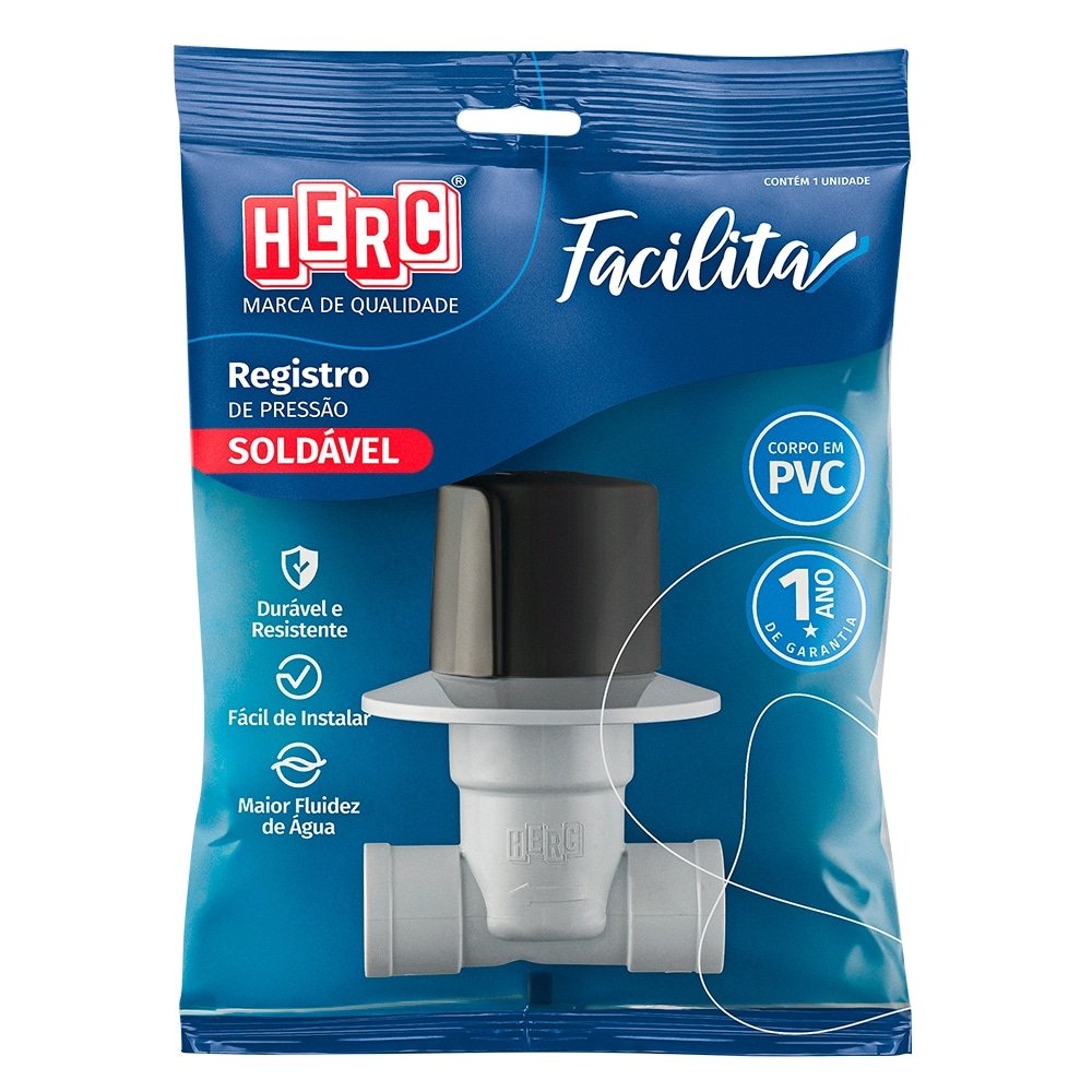 Registro Herc PVC Soldável com Canopla Facilita 20mm Branco com Volante ...
