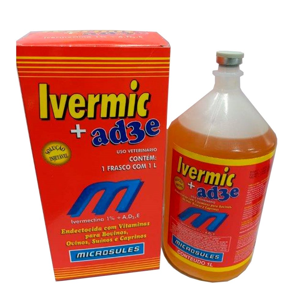 Ivermic + AD3E 1% Ivermectina Microsules Oleoso Injetável 1 Litro ...
