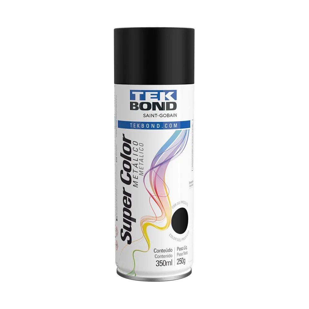Tinta Spray Tekbond Metálica Preto 350ml | Martins Atacado