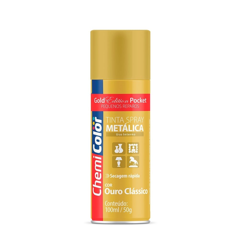 Tinta Spray Chemicolor Metálica Ouro Clássico 100ml | Martins Atacado