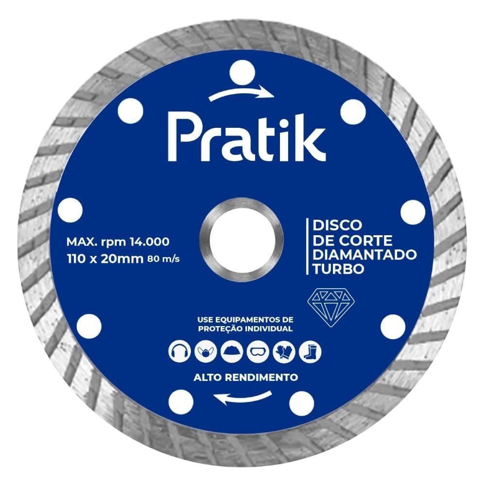 Disco Diamantado Pratik Turbo 110mm x 20mm | Martins Atacado