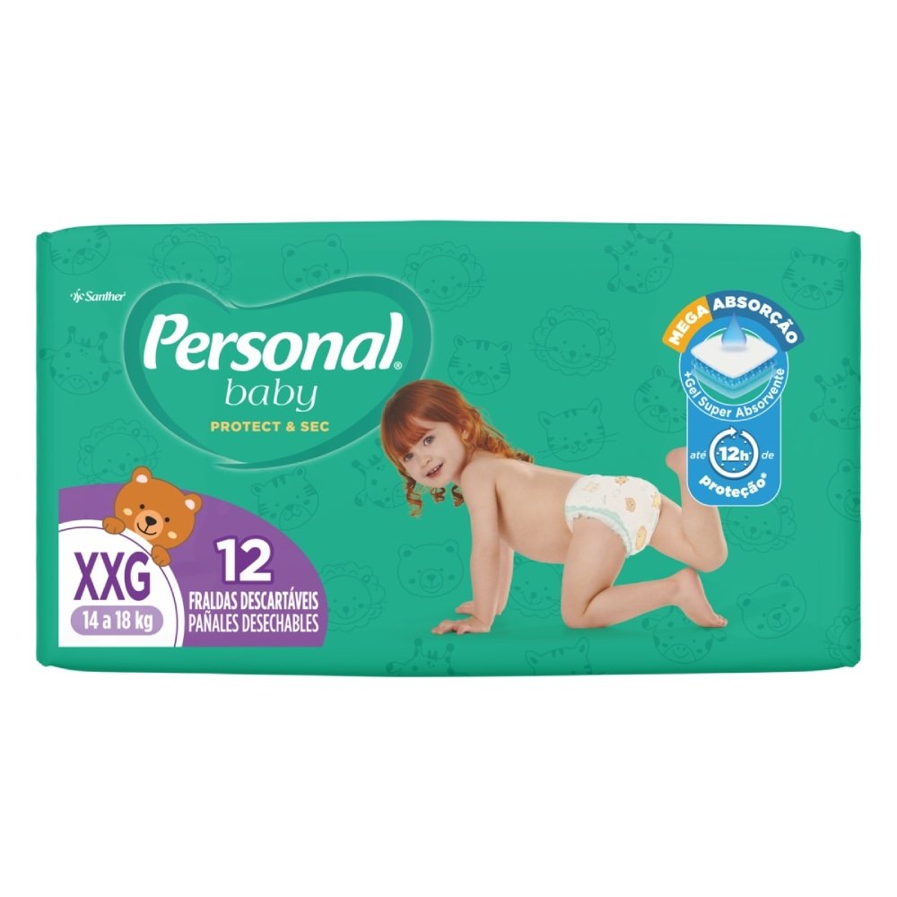 Fralda Descartável Personal Soft & Protect Jumbinho Tamanho XXG - 12 ...