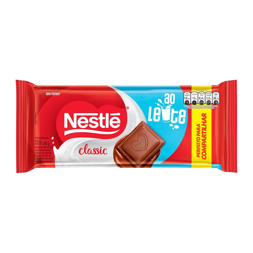Chocolate Nestlé Classic ao Leite 150g - Embalagem com 22 Unidades | Martins Atacado
