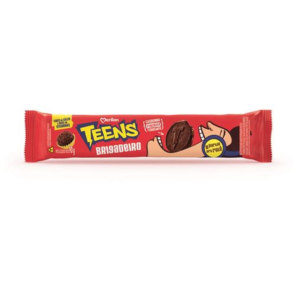Biscoito Teens Recheado Brigadeiro 90g (caixa com 55 unidades ...