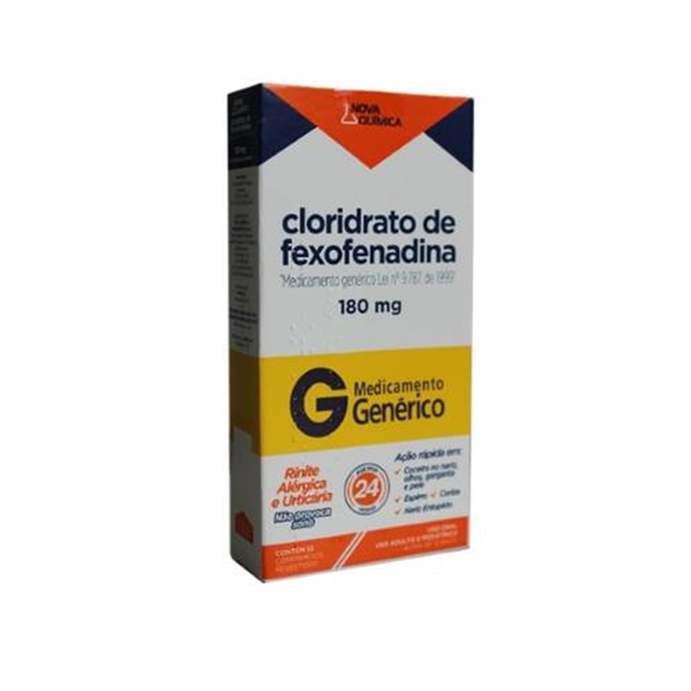 Cloridrato de Fexofenadina 180mg, Caixa Com 10 Comprimidos Revestidos ...