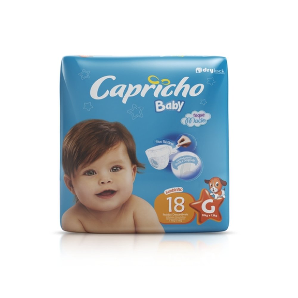 Fralda Capricho Baby Jumbinho G 12 Pacotes Com 18 Unidades | Martins ...