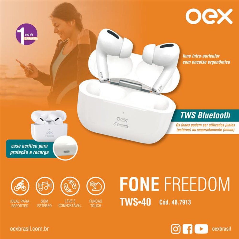 Fone Freedom - Branco - Tws40 | Martins Atacado