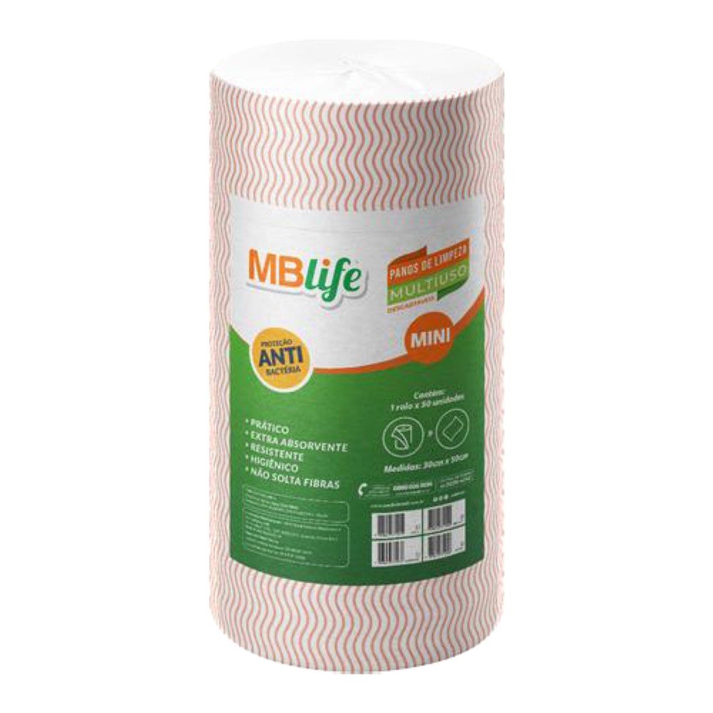 Pano Multiuso 30cmx25m Laranja 50 Unidades Mblife | Martins Atacado