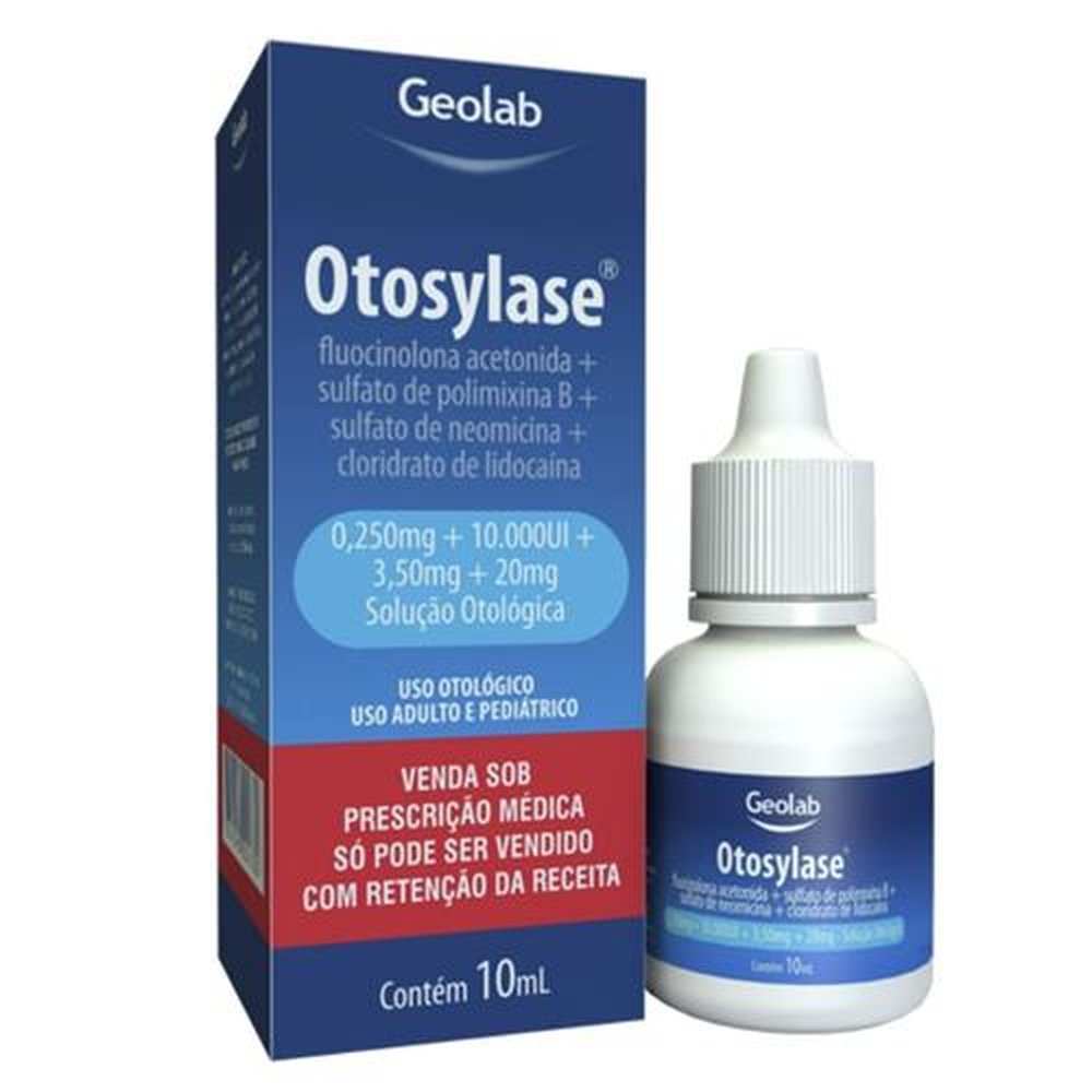Otosylase 0,250mg/mL + 10.000UI/mL + 3,5mg/mL + 20mg/mL frasco com 10mL ...