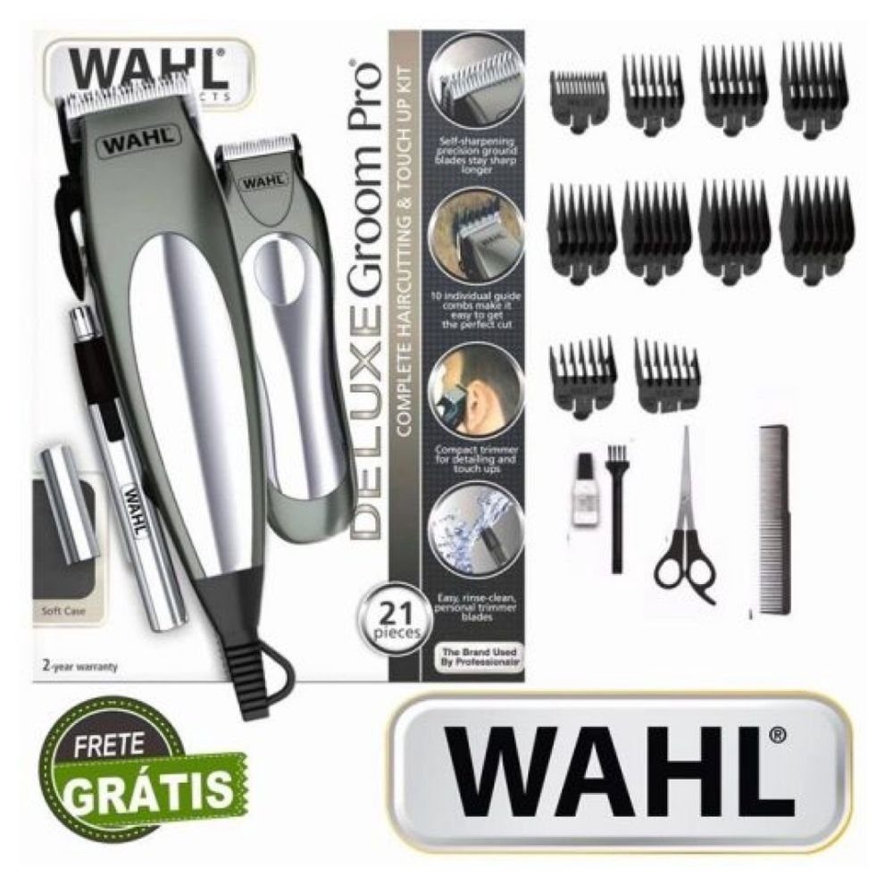Kit Maquina Corte Cabelo e Aparador de Pelos - Deluxe Groom Pro 127v 79305-365520 Wahl | Martins ...