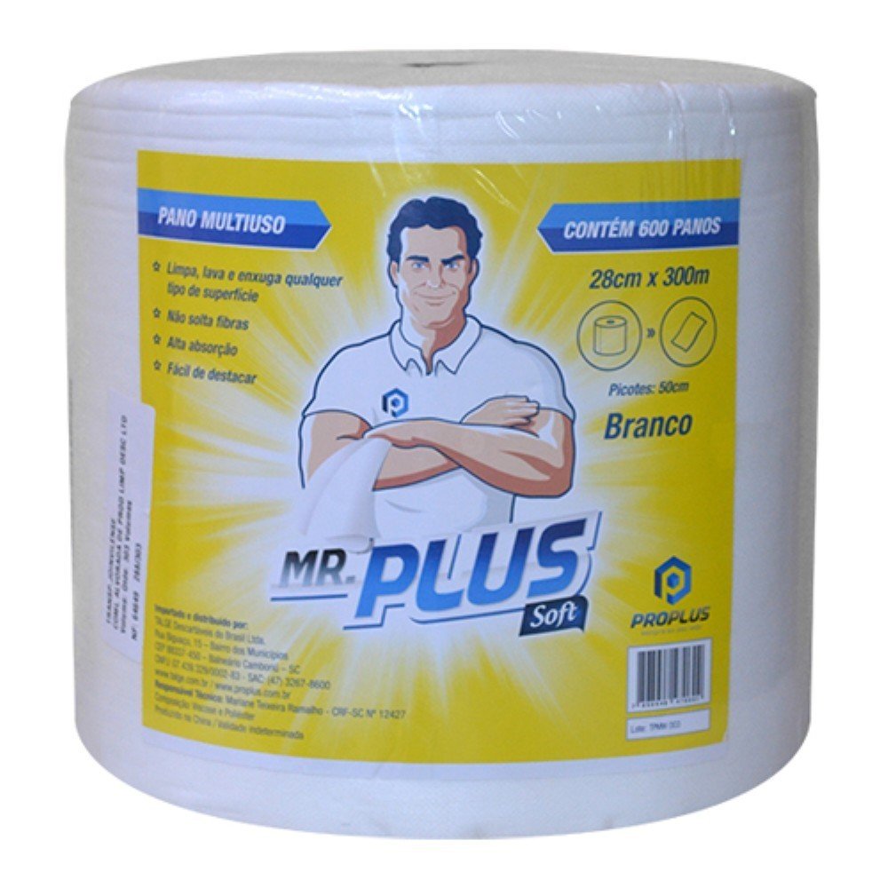 Pano Multiuso 28cmx300m Branco Soft Mr Plus | Martins Atacado