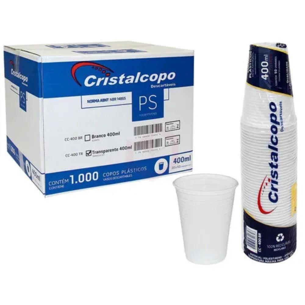 Copo Descartavel Cristalcopo 400Ml Transparente 20X50 | Martins Atacado