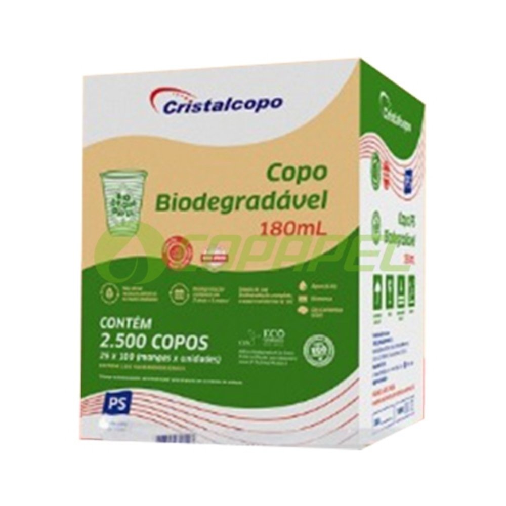 Copo Descartavel Transparente 200ml Ps 25x100 Biodegradavel Cristal | Martins Atacado