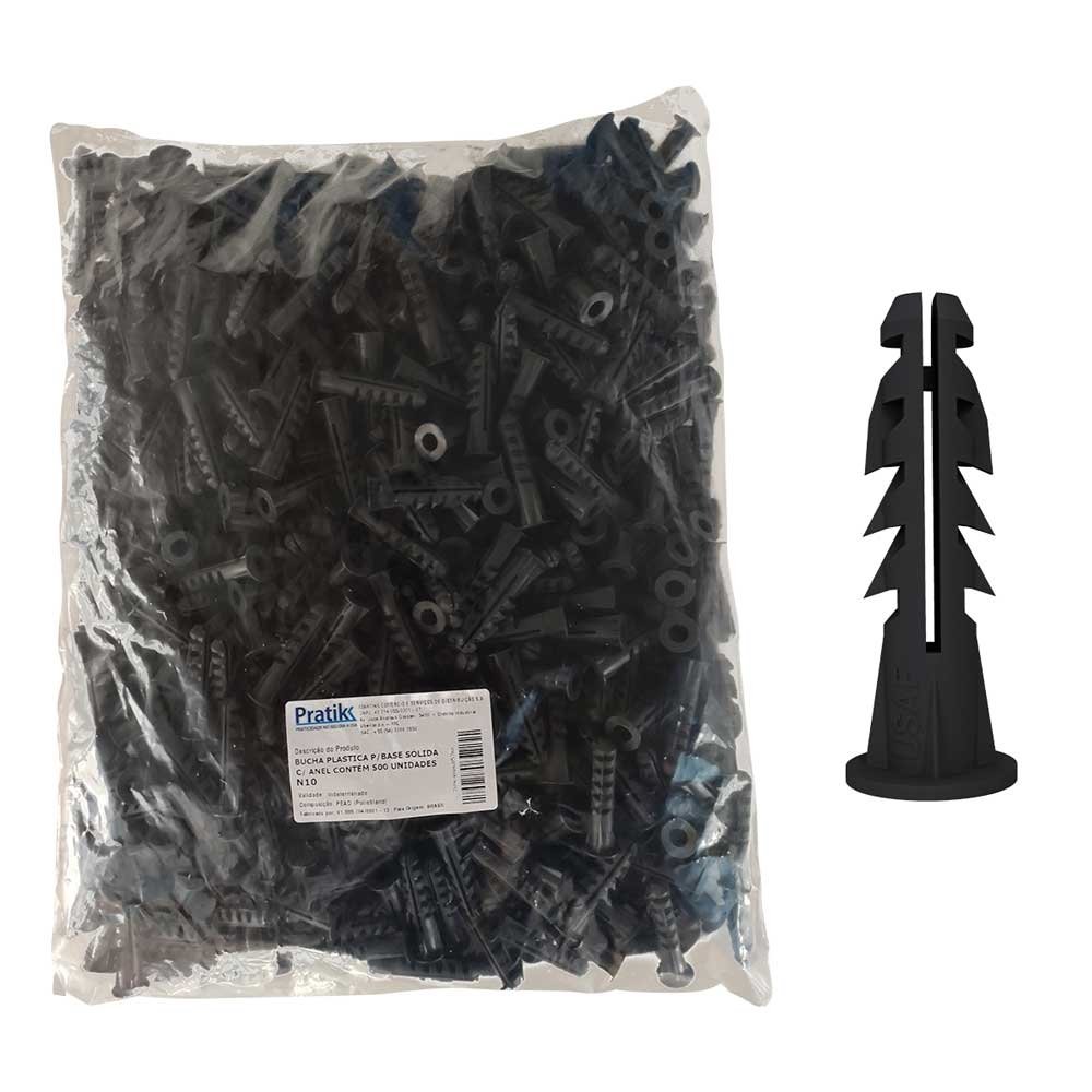 Bucha Plástica Pratik Fixação Base Sólida N10 com Anel Cinza ...