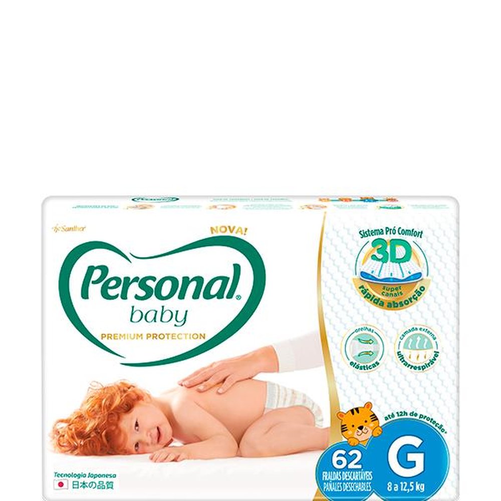 Fralda Personal Baby Premium Hiper G C/62 Unidades | Martins Atacado
