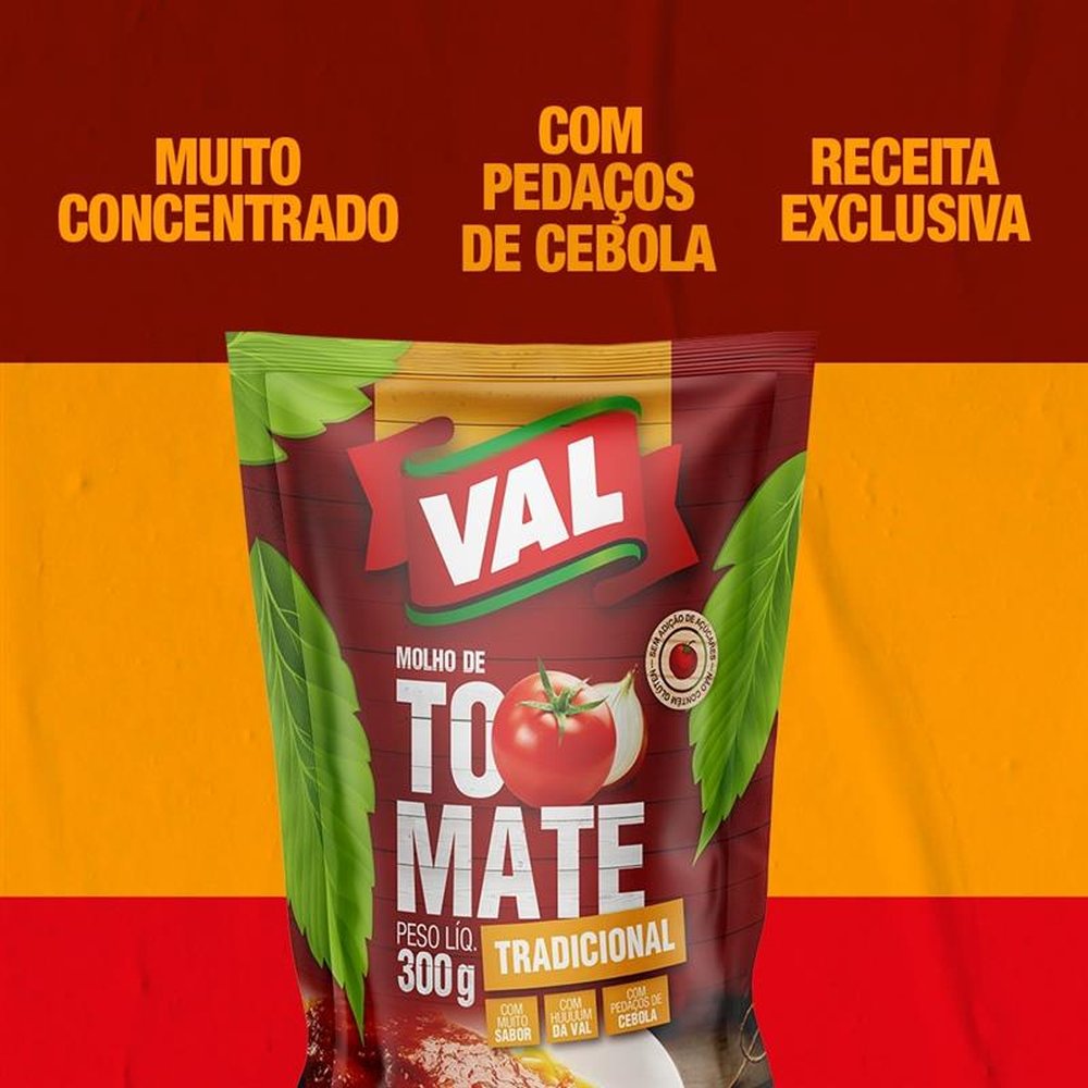 Molho de Tomate Val Tradicional Sachê 300g - Embalagem com 36 unidades | Martins Atacado