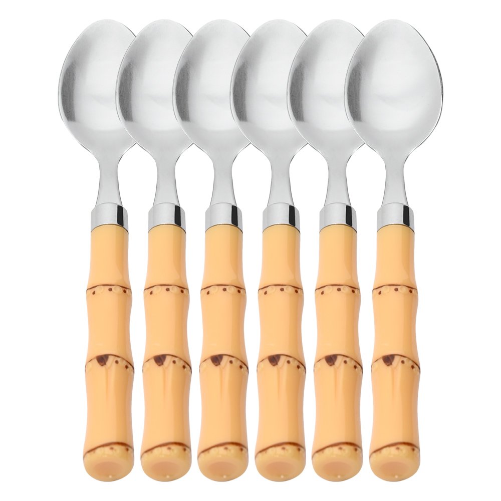 Conjunto de Colher de Chá Cabo de Bambu Aço Inoxidável Polipropileno ...