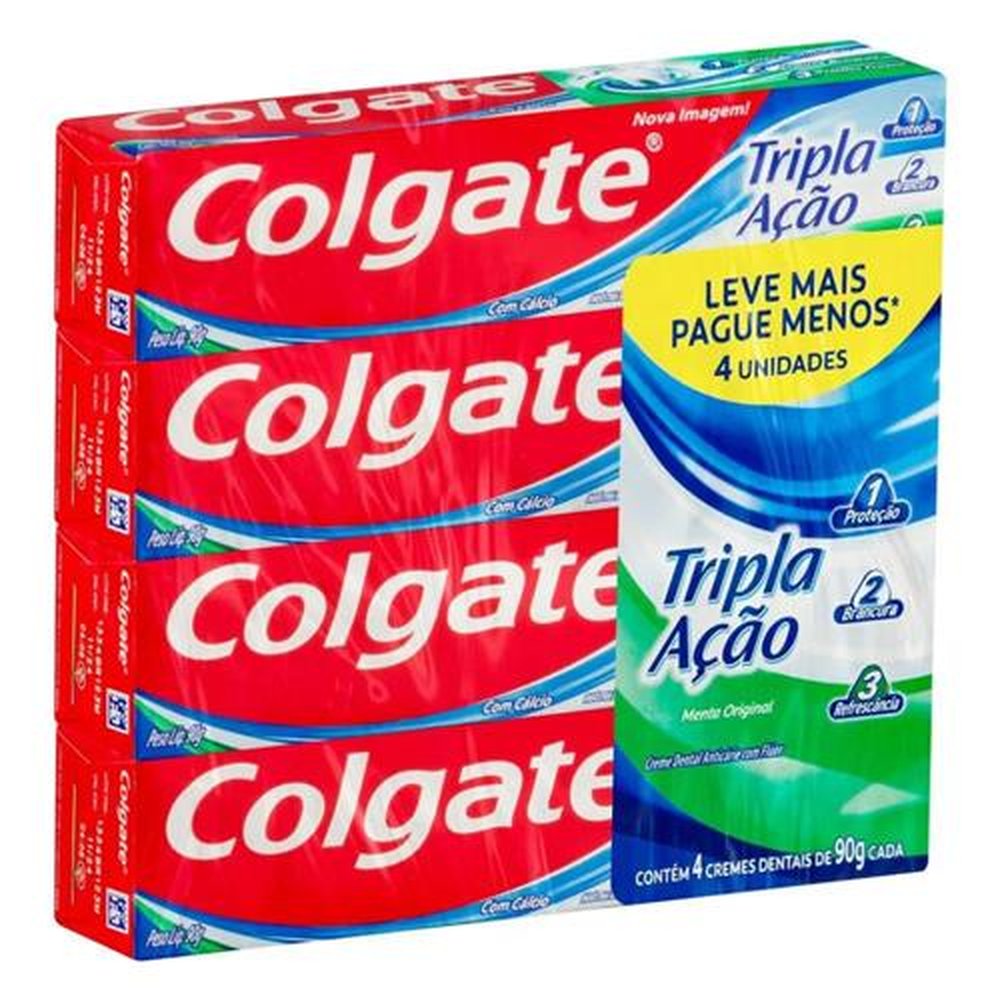 Creme Dental Menta Colgate Tripla Ação Original 90g Com 4 Unidades ...