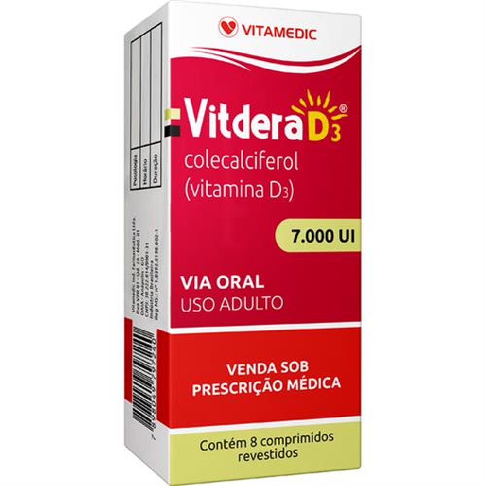 Vitdera D3 7-000 Ui Com 8 Comprimido Revestido - VITAMEDIC | Martins ...