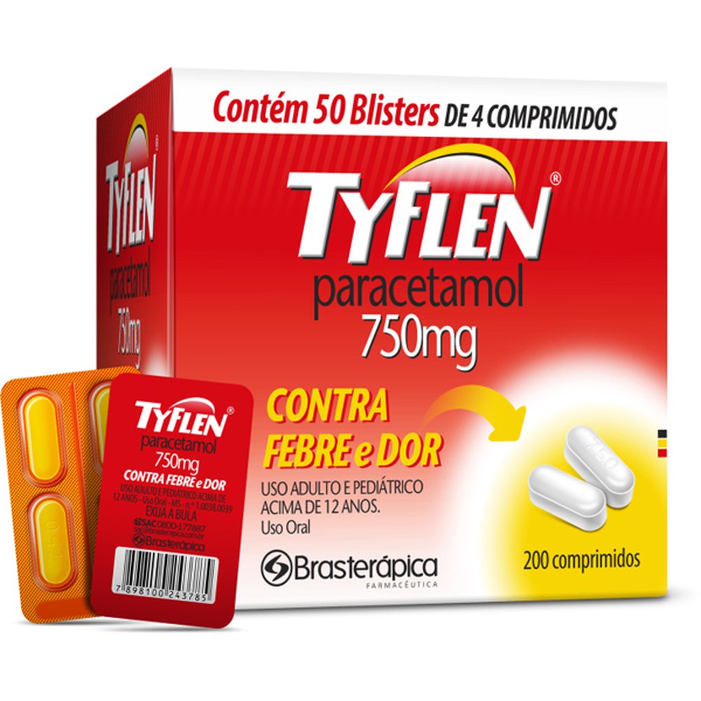 Tyflen 750Mg Caixa 50Bl X 4 Comprimido - BRASTERAPICA | Martins Atacado