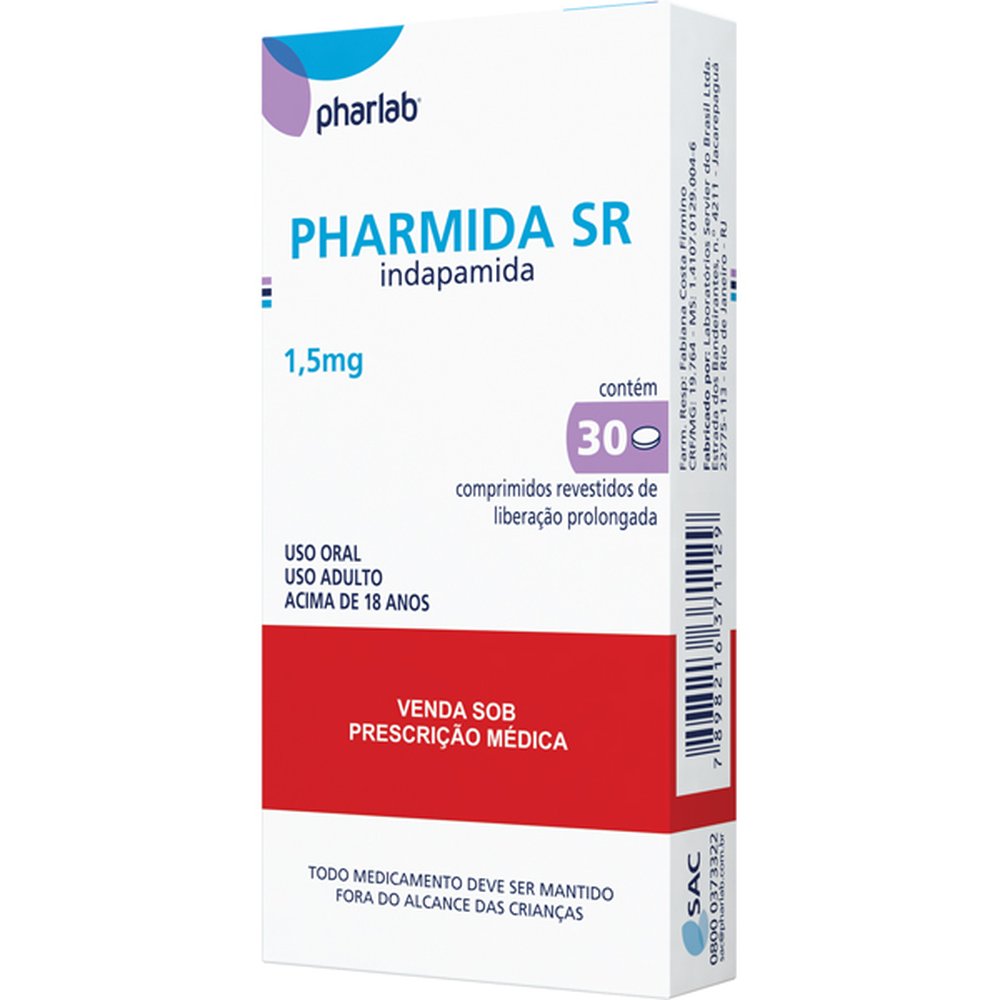 Pharmida Sr -Indapamida- 1,5Mg Com 30 Comprimido - PHARLAB | Martins ...