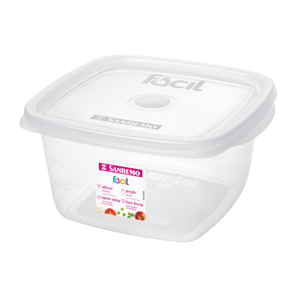 Pote Quadrado Plastico Sanremo 800ML Transparente | Martins Atacado