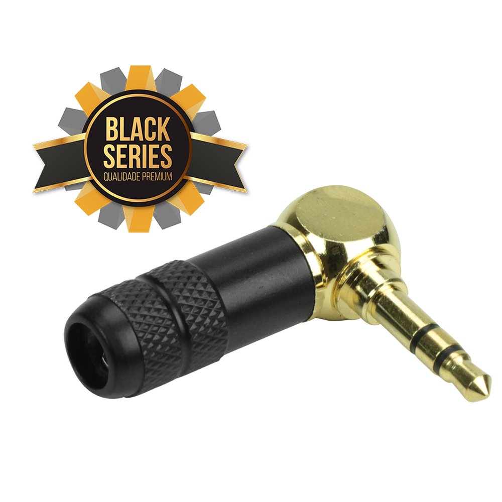 Plug P2 Black Series - P2 Estéreo - 90 Graus | Martins Atacado