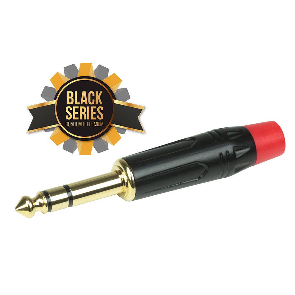 Plug P10 Black Series - P10 Estéreo Vermelho - Macho | Martins Atacado