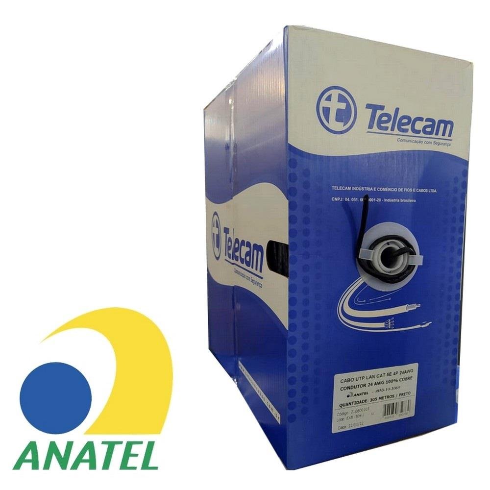 Cabo De Lan Telecam Cat5e 4P 24awg Preto 305m | Martins Atacado