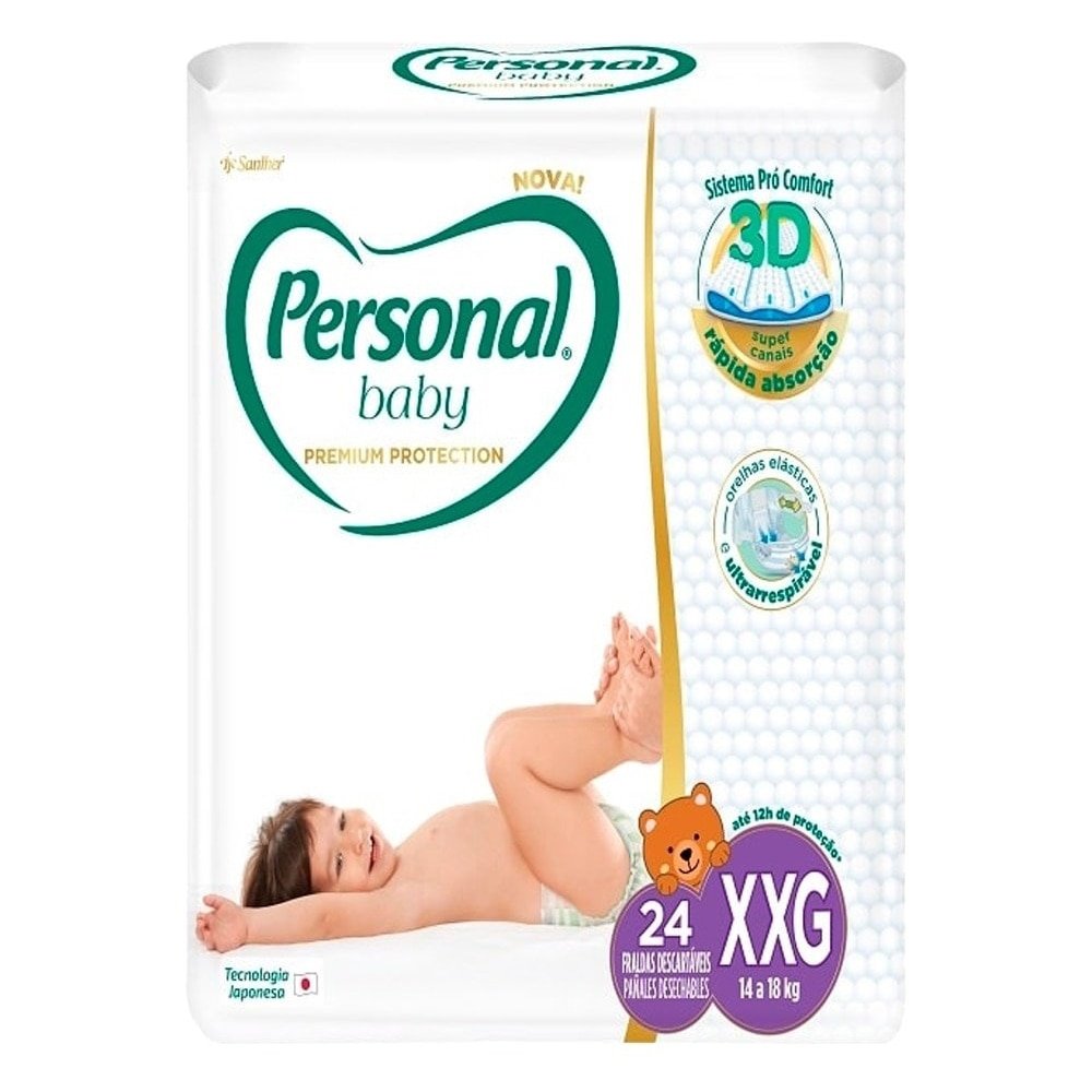 Fralda Descartável Personal Premium Mega Extra Extra Grande - 9 ...