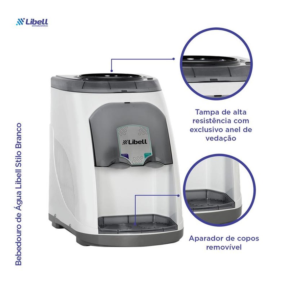 Bebedouro de Água de Mesa Libell Stilo | com Compressor Branco/Cinza ...