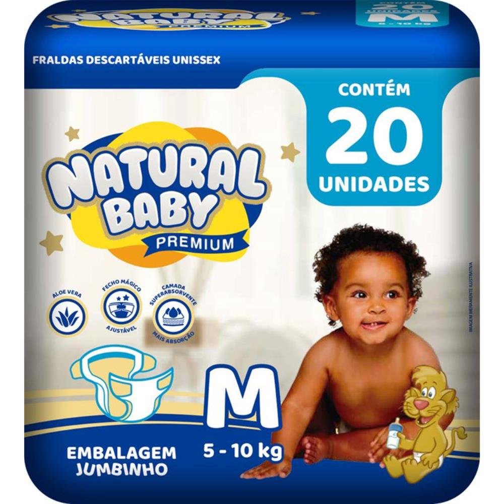 Fralda Descartável Infantil Natural Baby Premium Jumbinho Pacote M com ...