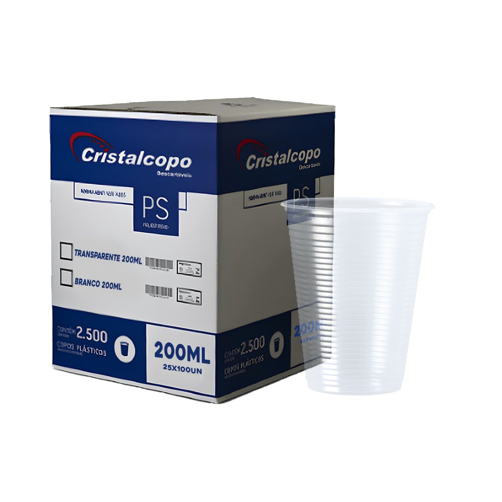 Copo Descartavel Cristalcopo 200Ml Transparente 25X100 | Martins Atacado