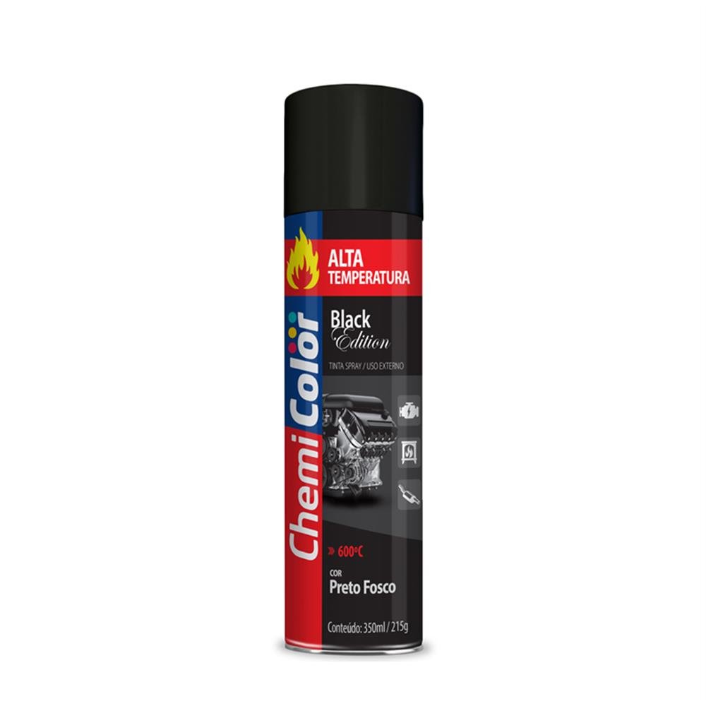 Tinta Spray Preto Fosco Alta Temperatura 6X350 Chemicolor | Martins Atacado